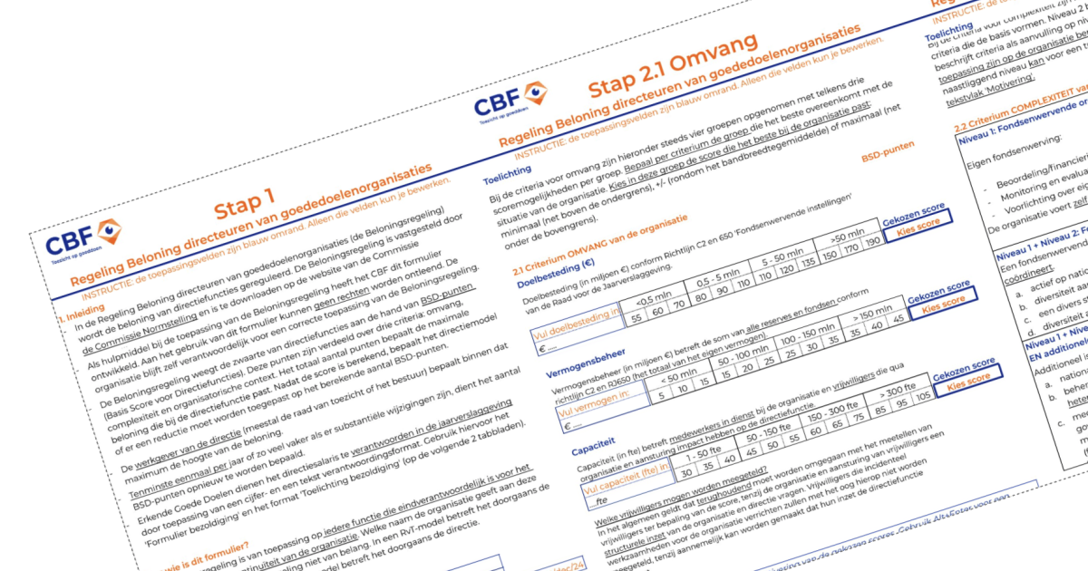 Toepassingsformulier BSD-score vanaf 1… | Goede Doelen Nederland